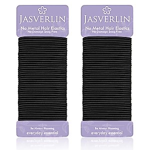 JASVERLIN Small Hair Elastics, Black Hair Ties Ponytail Holder Fine Thin Medium Hair No Pull Long Lasting Braid Hair Styling Rubber Bands for Women 8-14 Girl Men 2mm 80 Pieces (Black)