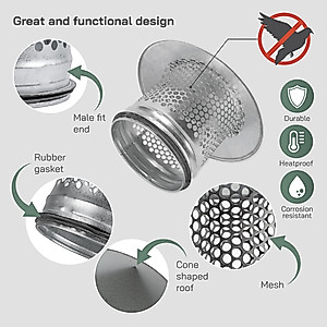 Vent Systems 6" Inch Round Chimney Cap Galvanized Steel for All Weather Conditions Top Round Exhaust Cap with Rubber for Perfect Insulation Roof Vent Cap Vent Cover 6 Inch 150 mm