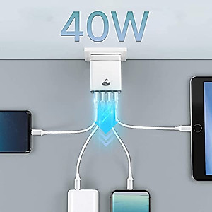 USB Wall Charger, Aioneus 40W 4-Port Fast Charger Block, Multiport USB Cube Power Adapter Wall Charger Plug Charging Block for iPhone 14 13 12 11 Pro Max XR Xs Max 8 7 6,Samsung,LG,Moto,Android Phones