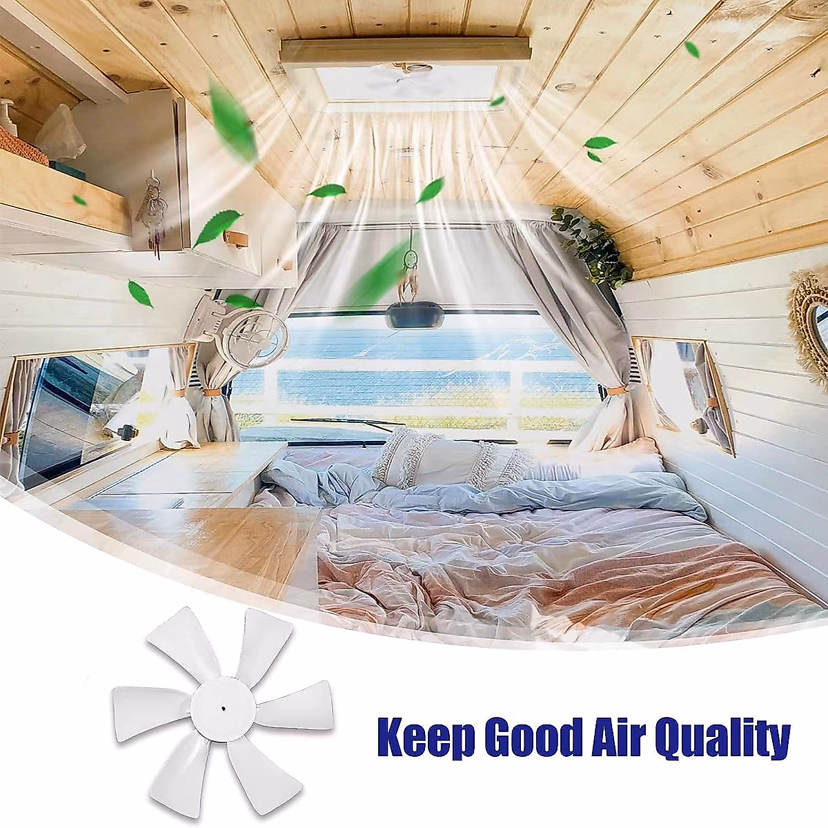 SVNR 6" RV Vent Fan, 2 Pack RV Bathroom Vent Fan Blades Replacement for RV Fan, Fits for Heng's, Elixir, Ventline, Jensen roof Vents, Range Hoods or Any 12 Volt Motor with a 0.094-inch D-Shaped Shaft