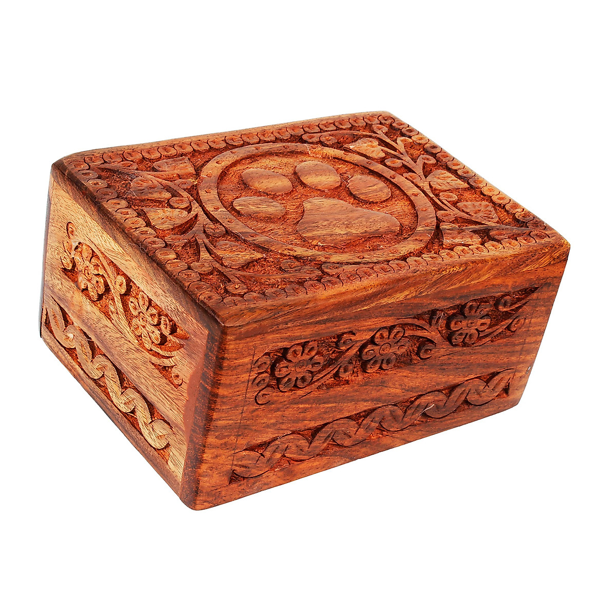 Wooden Pet Memorial Cremation Urns for Ashes Pet Urn Wood Keepsake Paw Box Urns for Cat Dogs Ashes | Cat Memorials