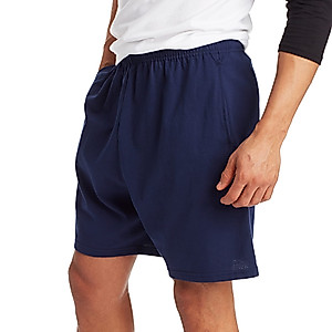 Hanes Men's Jersey Pocket Short, Navy, Medium