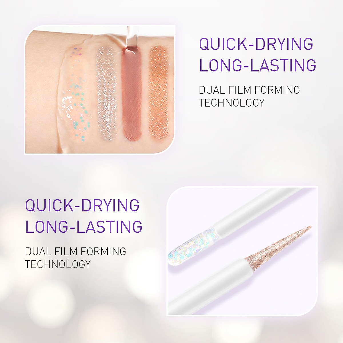 4Pcs Liquid Eyeshadow Set Crystal Diamond High-gloss Liquid Liner Shimmer Glitter Highlight Metallic Liquid Shadows Quick-drying Sequin Pearlescent Eye Makeup Cosmetic