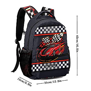 Urcustom Custom Kid Backpack, Race Car Personalized School Bookbag with Your Own Name, Customization Casual Bookbags for Student Girls Boys