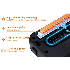 Vacuum Sealer Machine - Food Vacuum Sealer Machine Automatic Air Sealing System for Food Storage Dry Vacuum Sealer for Food Storage and Sous Vide With Dry&Moist Modes