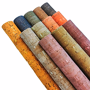 SorenCut 12pcs Colored Cork Fabric Sheets, Cork Faux Sheets for Handcrafts 8" x 12"(20cm x 30cm), Soft Cork Ribbon Fabric for Sewing Pouches, Coins,Purses, Wallets, Notebook, and Other DIY Crafts