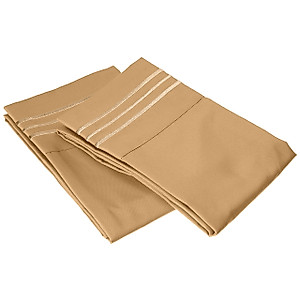 Elegant Comfort 1500 Premier Hotel Quality 2pcs Pillow Cases and Colors, California King, Gold