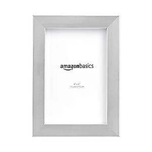 Amazon Basics Rectangular Photo Picture Frame, 4" x 6", Pack of 2, Nickel