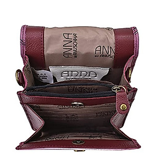 Anna by Anuschka Women Hand-Painted Leather Flap Convertible Crossbody/Belt Bag with RFID Protection-Sugar Skulls, One Size