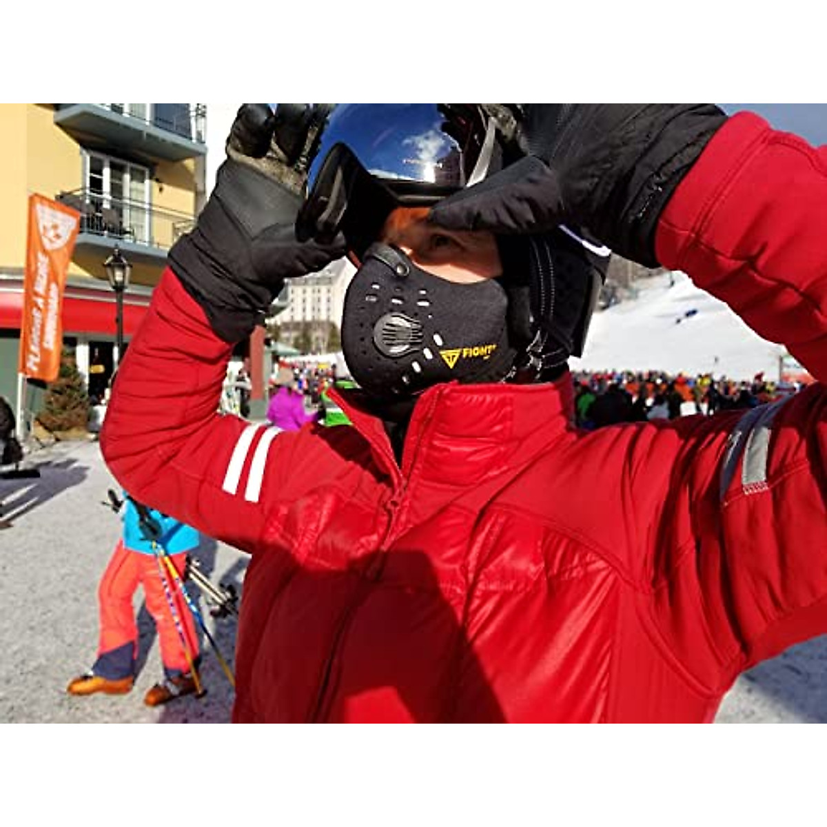 FIGHTECH Dust Mask - Reusable Face Mask with Filter - Air Filtration Mask with Vent - Dust Mask Woodworking (Large, Black)