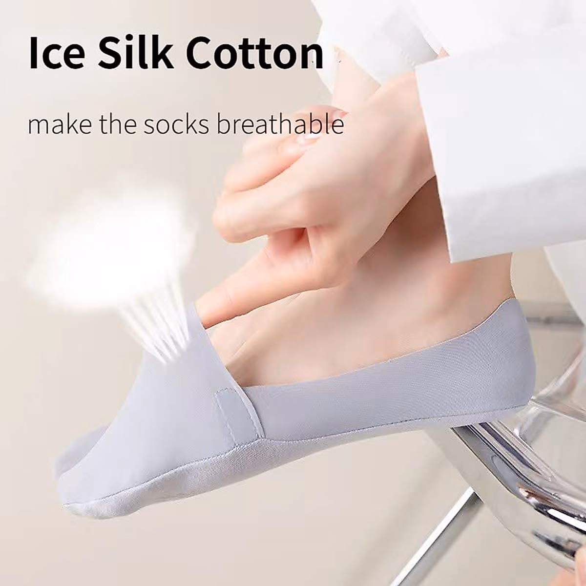 FORJMMP 10/20 Pairs No Show Socks for Women Non-slip Low Cut Liner Socks Invisible Ice Silk Socks (10 Pairs)