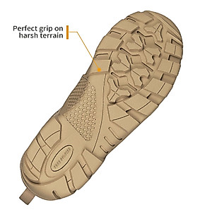 FREE SOLDIER Men's Waterproof Hiking Boots Tactical Work Boots Outdoor Lightweight Military Boots(Tan, US 9)