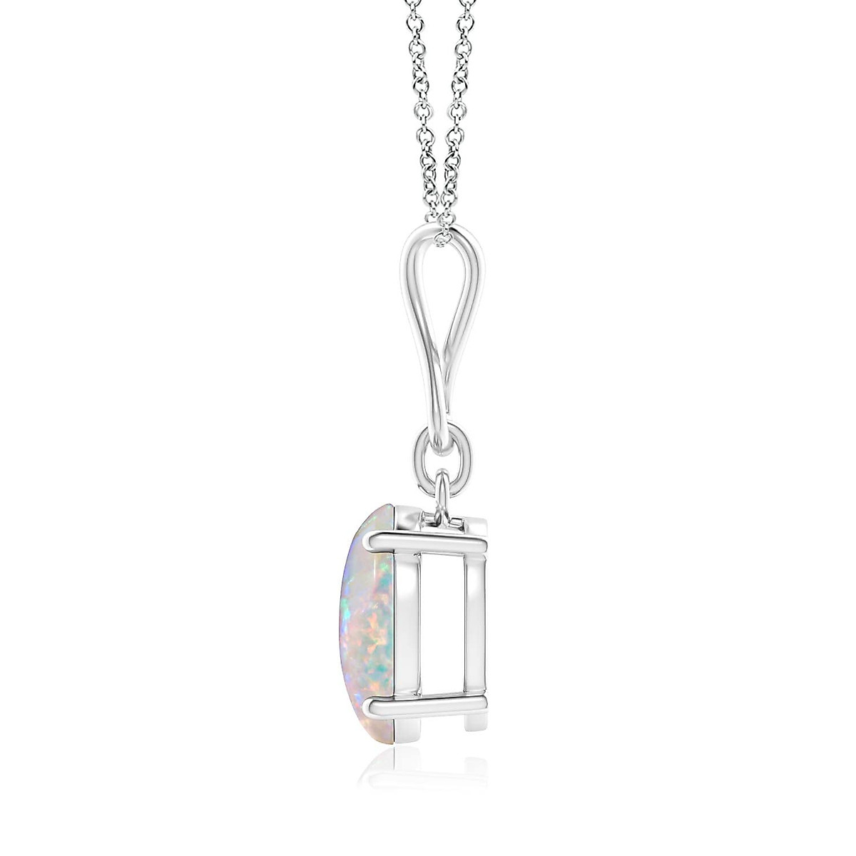 Angara Natural Opal Solitaire Infinity Pendant Necklace for Women in Sterling Silver (Grade-AAAA | 10x8mm) October Birthstone Jewelry Gift for Women | Birthday | Wedding | Anniversary