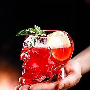 USEEKRIL Funny skull Wine Glass,Drinking Glass,Large Glasses,Vodka Spirits Cup Glass,Gift,Engraved Design,New Crystal Skull Cup,Halloween Decorations Gifts(350ML)