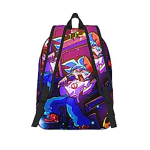 DHOUTSL Canvas Backpacks Friday Night Anime Funkin Laptop Backpack Unisex Multipurpose Double Shoulder Bag for Camping Travle Work Hiking Gifts