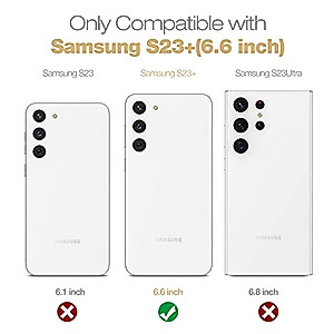 SURITCH for Samsung Galaxy S23 Plus Case, [Built-in Screen Protector] [Dual-Layer Protection ] Full Protection Shockproof Rugged Bumper Phone Cover for Samsung S23 Plus 6.6 Inch - Rose Marble