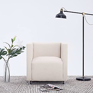 vidaXL Cube Armchair Cream Fabric