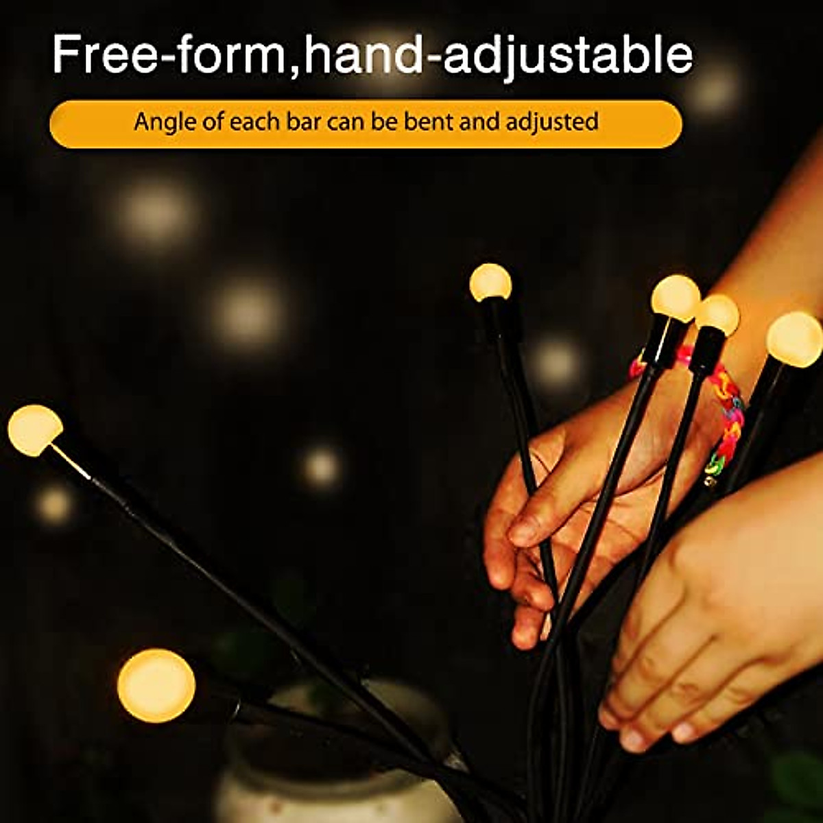 HIYALOT Solar Garden Lights-Solar Firefly Lights, Starburst Swaying Lights, Sway by Wind, Solar Garden Decorative Lights for Yard Patio Pathway Lawn Decorations,2 Pack (8LED Bulbs-2Pack)