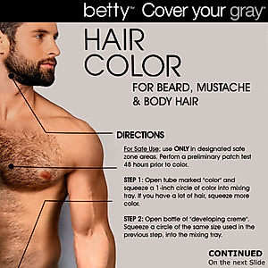 Betty Cover Your Gray Mens Hair Color for Beard, Mustache & Body Hair - Brown