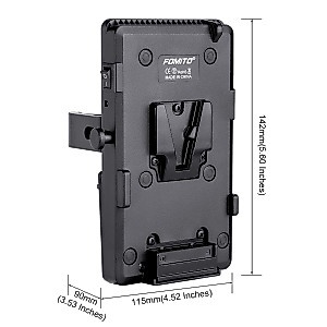 Fomito V-Lock V Mount Battery Adapter Plate with Super Clamp for Lighting Stand,Tripod, Support Rod, with D-TAP/DC/USB Power Output for Camcorder, DSLR Camera, LED Video Light, Monitor, Microphone