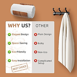 Towel Racks for Bathroom Set of 4 Wall Towel Racks, Versatile Hanging Towel Organizer，Wood Towel Holder for Rolled Towels, Spa, Blanket, Yoga Mat – Easy Installation, Eco-Friendly