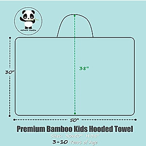 HIPHOP PANDA Bamboo Hooded Towel for Kids - 30 × 50 INCH for 3-10 Yrs - Premium Bath Kids Beach Towels Wrap for Girls, Boys (Hippo, 30 x 50 Inch)