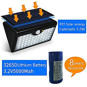 HVIKOV Motion Sensor Light Outdoor, 60 Led Solar, 5 Modes Remote Control,1300LM Waterproof Wide Angle, Wireless Super Bright Security Wall Lights for Driveway, Wall, Patio, Yard, Garden（White）