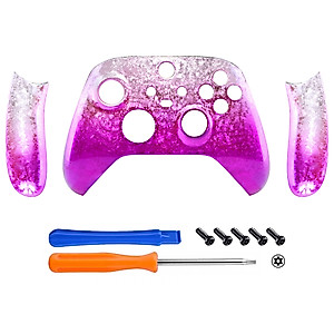 eXtremeRate Side Rails Grips Shell for Xbox Core Wireless Controller, Ice Flake Magenta Replacement Part Front Housing Cover Handles Faceplate for Xbox Series X & S Controller [Controller Excluded]