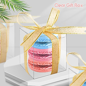 2.25x2.25x3 Inches Small Favor Boxes, Clear Boxes for Macaron, Small Transparent Wedding Baby Shower Birthday Party Favor Boxes, 3 Macaron Box - 25 Pack