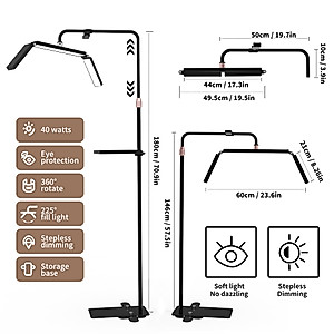 Eyelash LED Floor Light 40W Facialist Moon Light Lashes Dimmable Standing Lamp 3000-6000K Lash Light with Tool Tray and Phone Holder