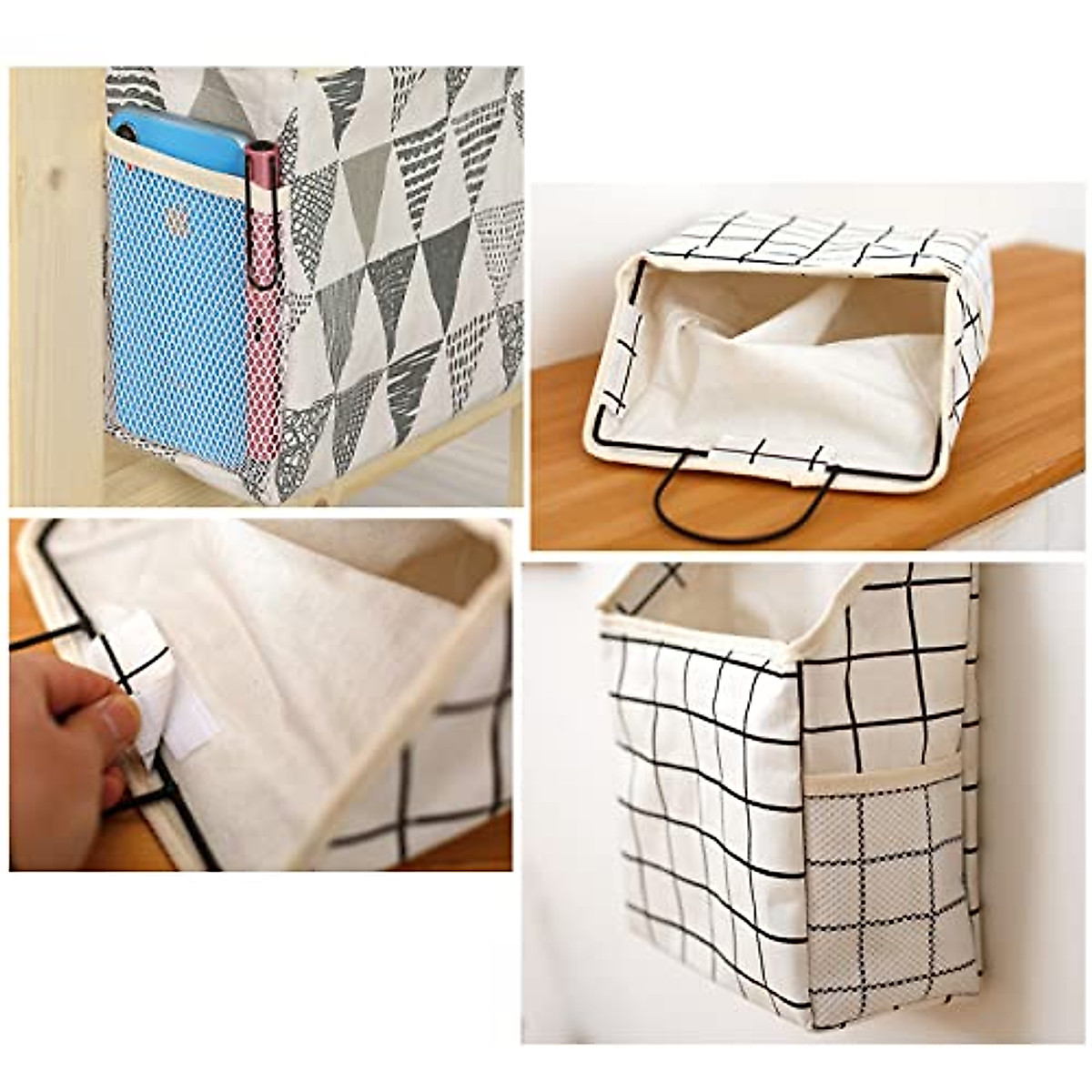 Symmak Storage Bags Hanging Storage Bag Wall Hanging Organizer Bins Pocket Wall Hanging Storage Basket Pocket Storage Bag Organizer for Door Closet Room (2 Packs)