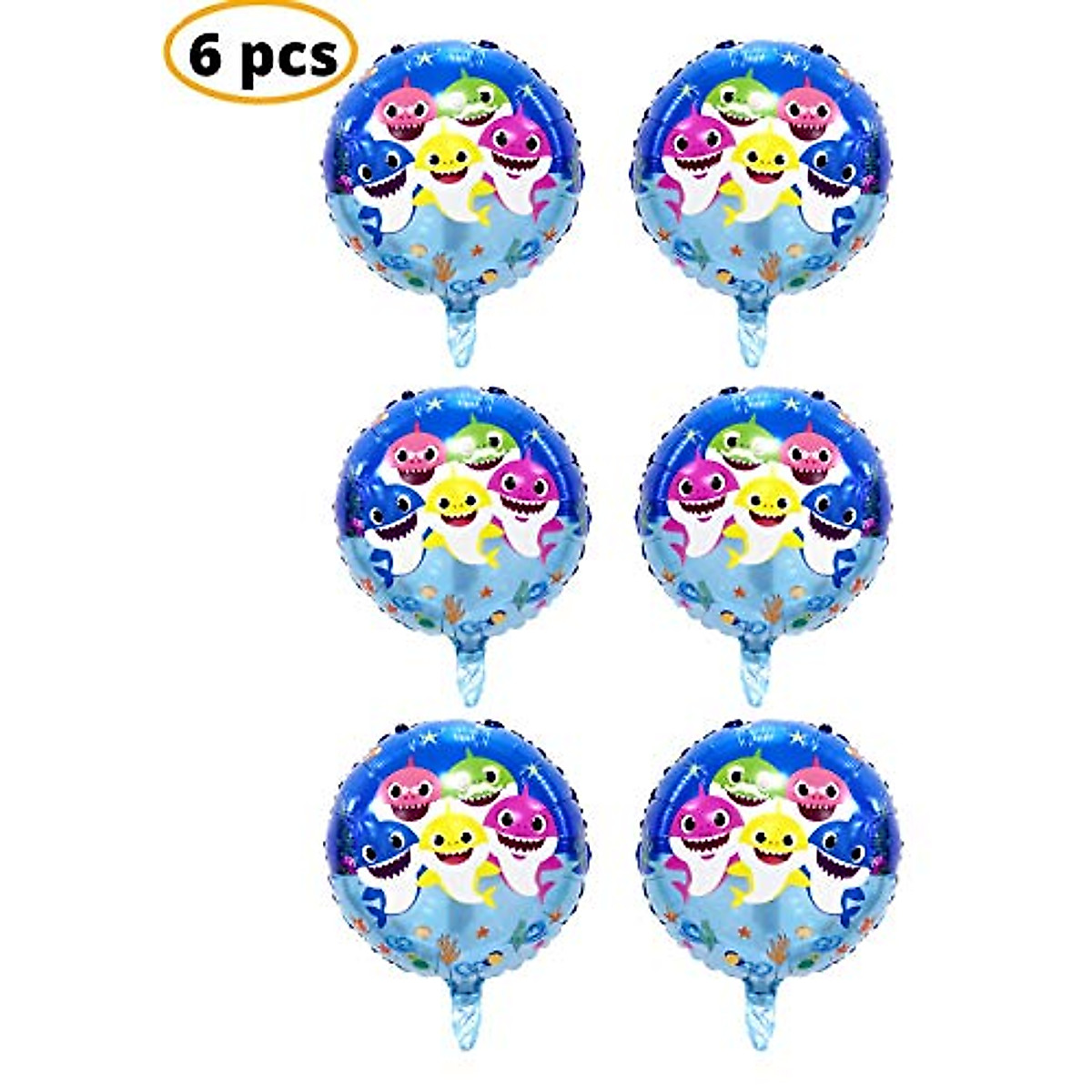 13 PCS, Shark Balloons - Shark Family Balloons - Shark Duplex Prints Foil Balloons - Shark Banner & Shark Tablecloth - Shark Birthday Decorations