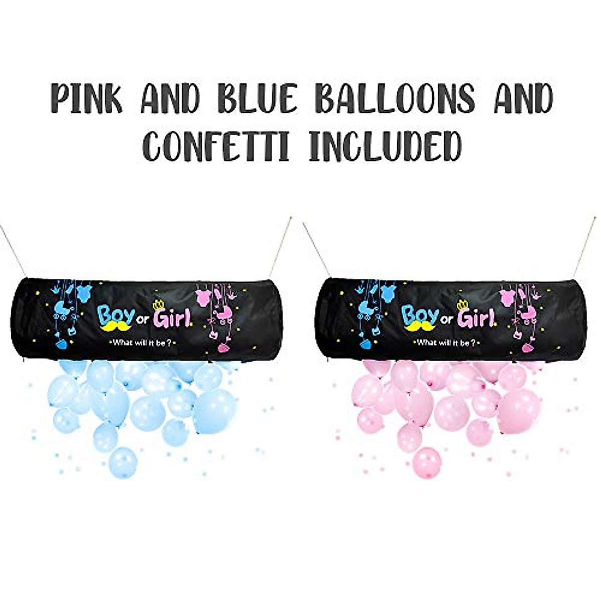 UNIIDECO Gender Reveal Balloon Drop Bag Boy or Girl What will it be? Baby Sex Reveal Pink And Blue Balloons Party Decorations Kit Supplies Favors