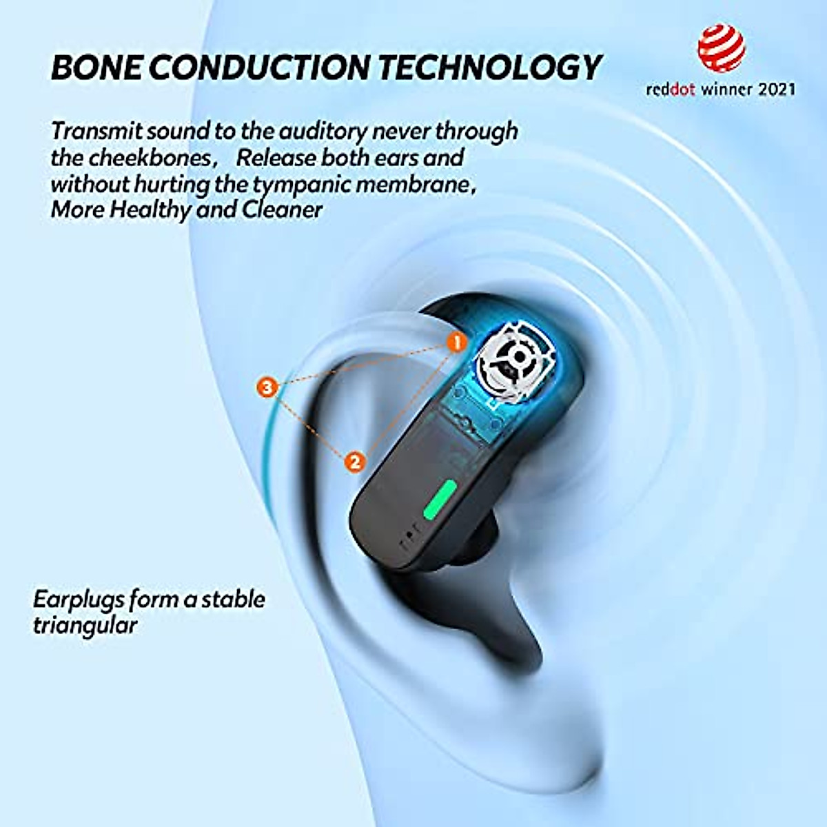 DACOM True Wireless Bone Conduction Headphones Open Ear Bluetooth Headphones with Earhooks 26 Hrs Playtime with Charging Case Sport Earbuds Waterproof with Built-in Mic for Workouts Running Cycling