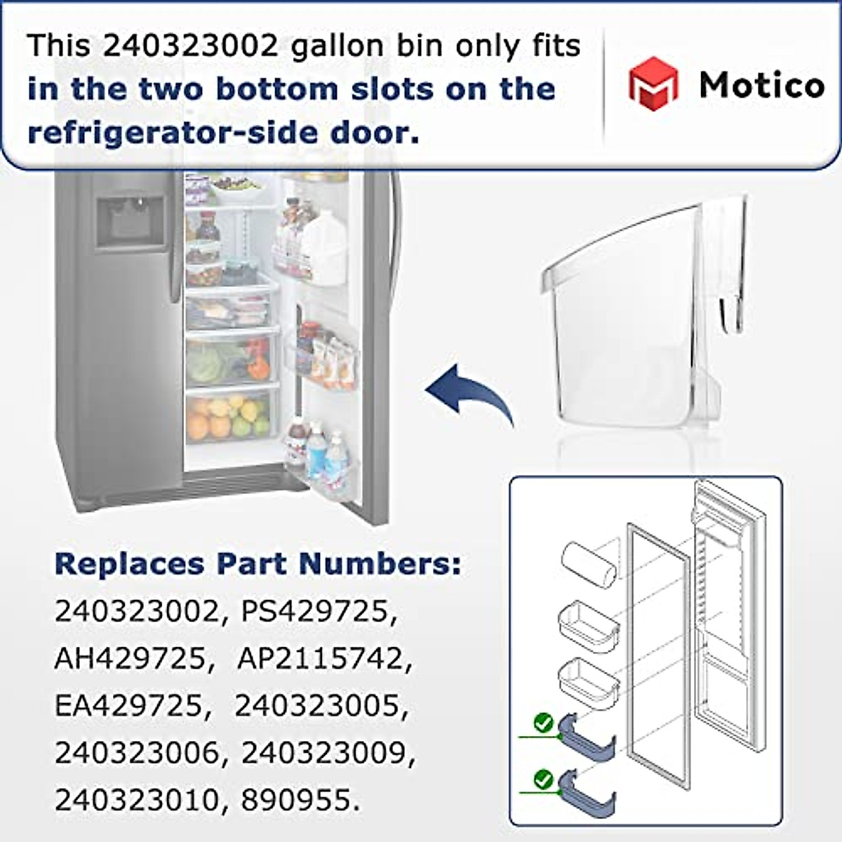 UPGRADED 240323002 Refrigerator Door Bin Shelf Compatible with Frigidaire & Electrolux Parts Replaces 240323006 240323009 240323005 AP2115742 AH429725 EA429725 PS429725