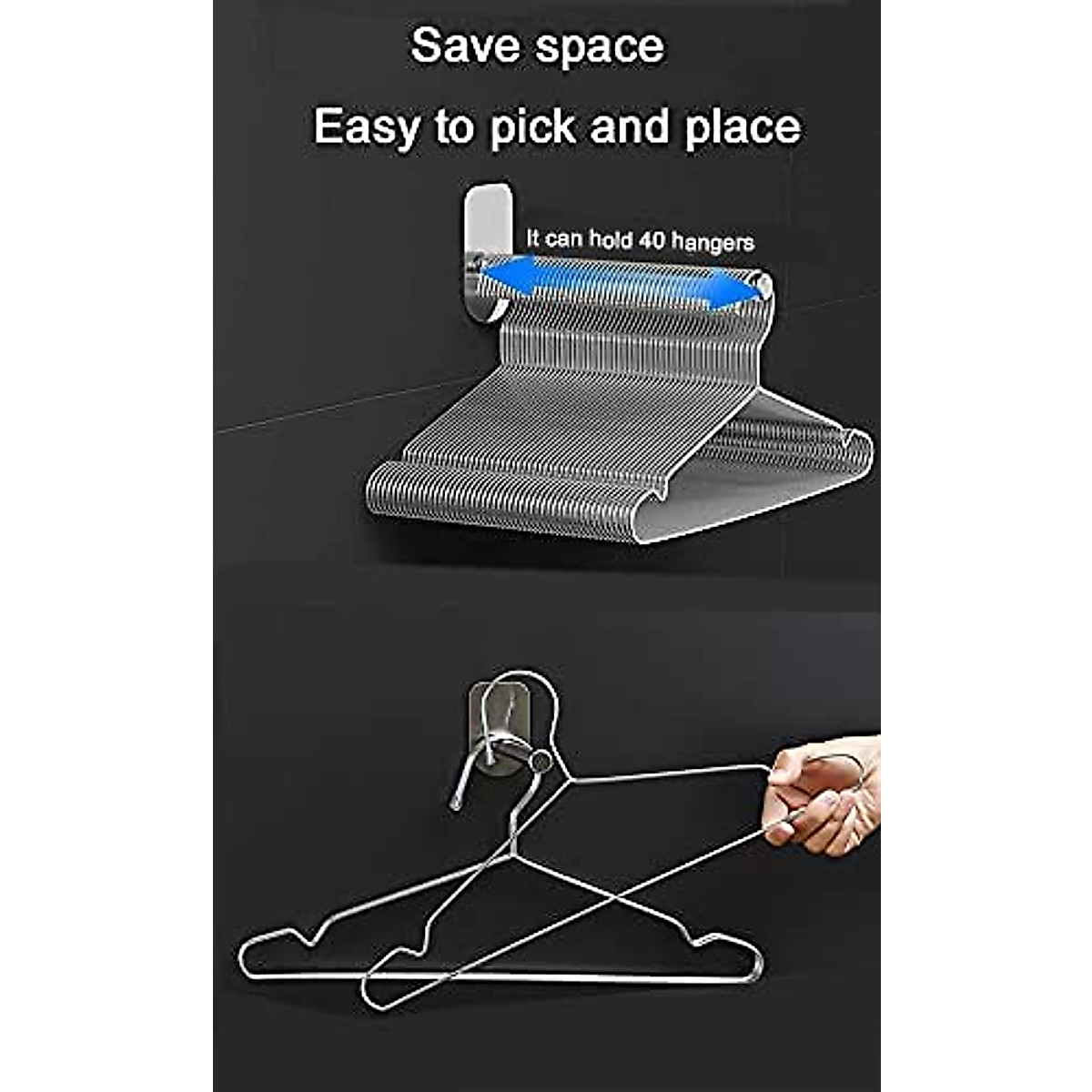 XINYUWIN Stainless Steel Clothes Hanger Storage Rack Organizer Wall Mount Adhesive OR Drilling Installation