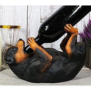 Ebros Lifelike Purebreed Pedigree Canine Adorable Rottweiler Butcher's Dog Wine Bottle Holder Figurine Statue As Kitchen Wine Cellar Centerpiece Decor Storage Organizer (Rottweiler)