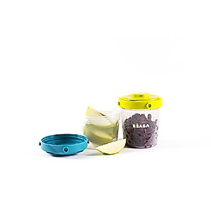 BEABA Clip Containers, Set of 6, 7 oz, Baby Food Storage Containers with Lid, Reusable Baby + Toddler Snack Containers, Freezer & Dishwasher Safe, Peacock