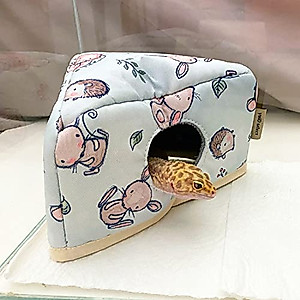 Handmade Waterproof Reptile Gecko Hideout Tunnel Cave Hideaway for Leopard Gecko Hide Accessory Hamster Sugar Glider Rat Hide House Habitat-Light Blue
