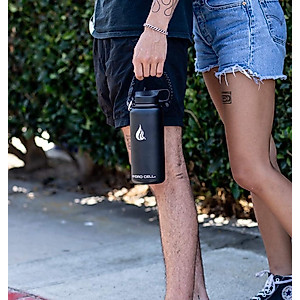 HYDRO CELL Paracord Handle for Wide Mouth Water Bottles - Carrier Strap w/Attachment Ring and Carabiner Accessory. Compatible w/ 64oz, 40oz 32oz, 24oz, 18oz, 14oz Insulated Bottles