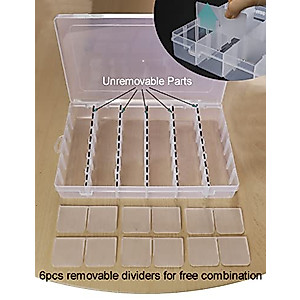 Avlcoaky Tackle Box Organizer Plastic Organizer Boxes Large 18 Grids Compartment Box with Dividers Clear Containers Jewelry Beads Storage
