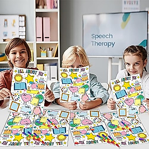 30 Pcs All About Me Coloring Posters Pack,Colorful Star Student Poster First Day of School Fill in Poster Ideas Project Chart for Preschool Elementary Kindergarten Craft Classroom Activities Supply (Colorful)