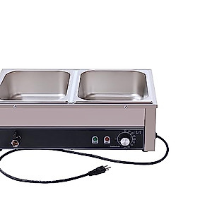 BANLICALI 2-Pan Chafing Dish, 1500W Stainless Steel Electric Chafing Dish Buffet Set, Commercial Chafers Catering Buffet Servers with Lid, Tray & Steam Warmers for Homes Restaurants Silver 110V