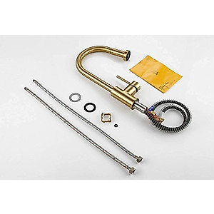 Extendable Kitchen Faucet Gold Faucet Kitchen with Pull-Out Spray Shower Sink Mixer Single Lever Mixer Tap Sink Mixer 360°°Swivel Made of Brass