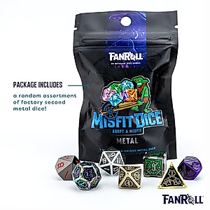 FanRoll by Metallic Dice Games Misfit Metals, Bag of DND Dice, Role Playing Game Dice Accessories for Dungeons and Dragons