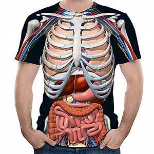 JOOCAR Halloween T-Shirt Body Anatomy Internal Organ 3D Print T-Shirt Crewneck Short Sleeve Funny Top, Medium