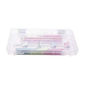 Medium Thin Utility Organizer with Adjustable Dividers | Transparent Organization Box For Small Parts, Batteries, & Jewelry Storage