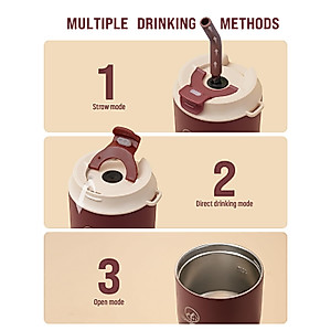 Gpeng 20 oz Insulated Stainless Steel Coffee Mug & Water Bottle with Tea Separation, Straw Lid, and Cup Holder - Keeps Drinks Hot or Cold for Hours. Perfect for Travel and Outdoor Activities!