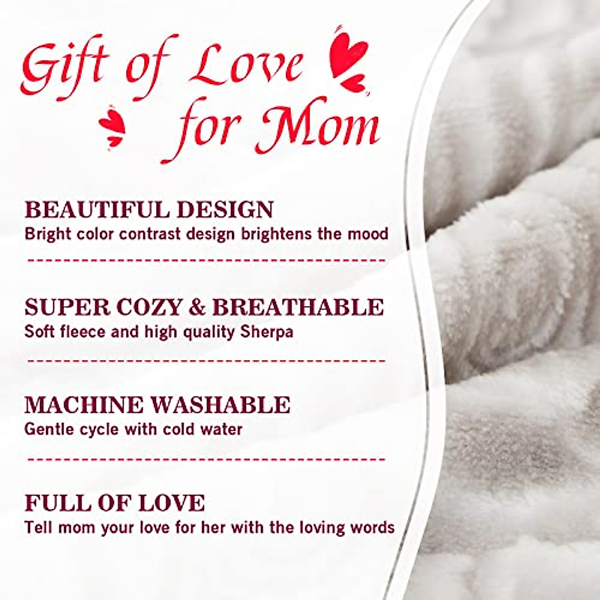 Gifts for Women Mom Wife Girlfriend Her Mother Birthday Throw Travel Blanket Soft Comfy Rose Grey Blankets for Bed Sofa Couch Airplane Office(Light Grey, 50''x60'')