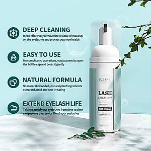 120ml / 4 fl.oz Eyelash Extension Shampoo Brush Eyelid Foam Cleanser Full Safe for Natural Lashes and Extension Paraben & Sulfate Free Non-Irritating Perfect for Salon and Home Use